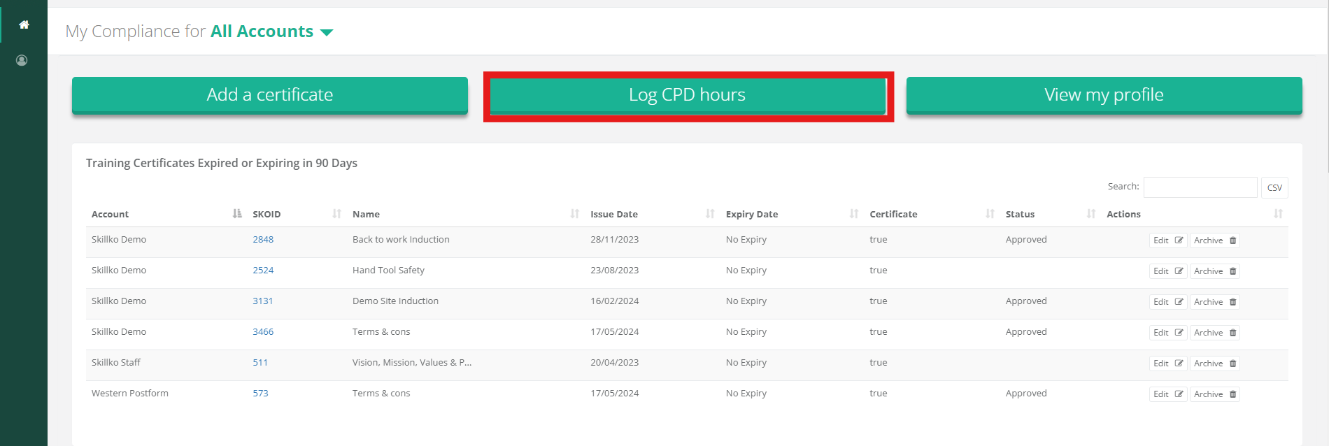 How do I log CPD hours?