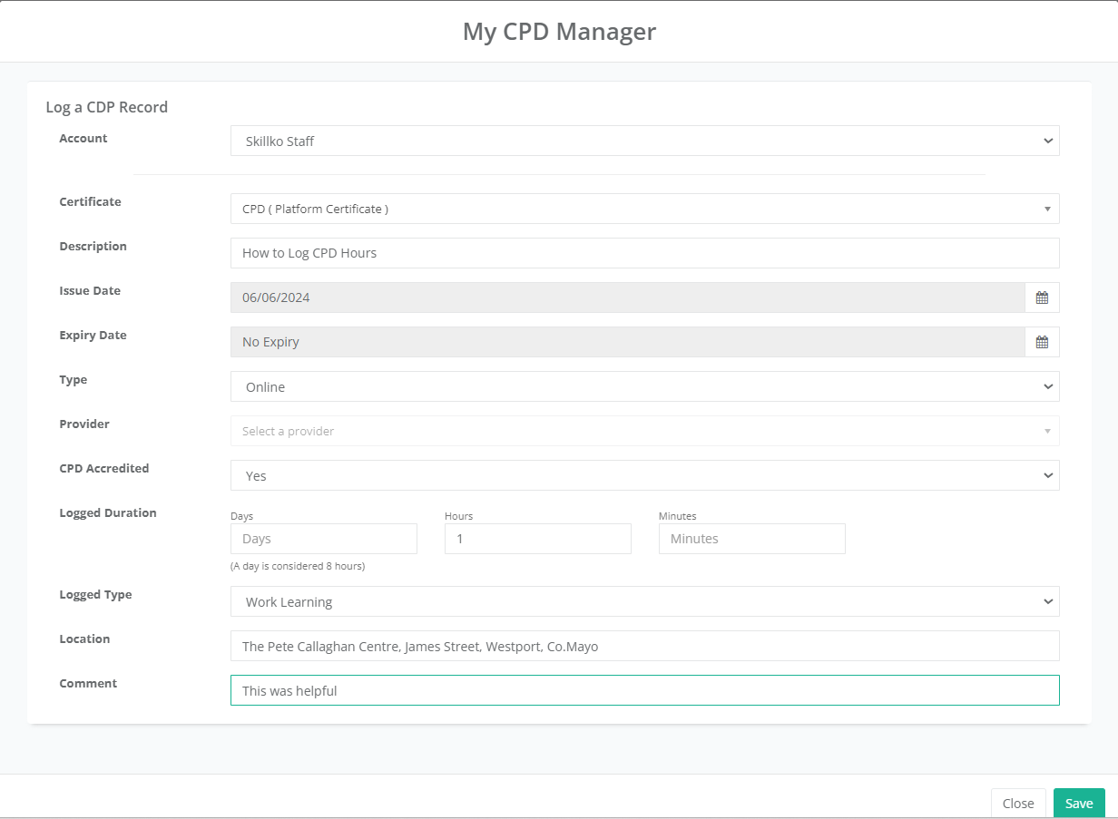 How do I log CPD hours?