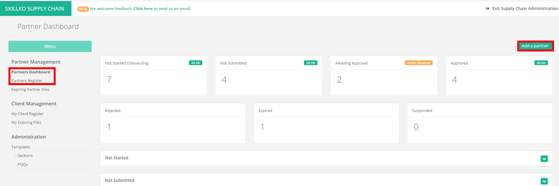 How do I assign a Supply Chain Questionnaire to a Partner?