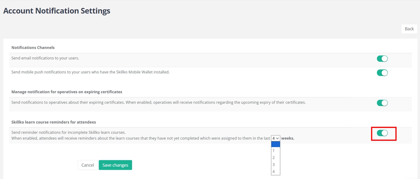 How do I turn on Learn reminder notifications?